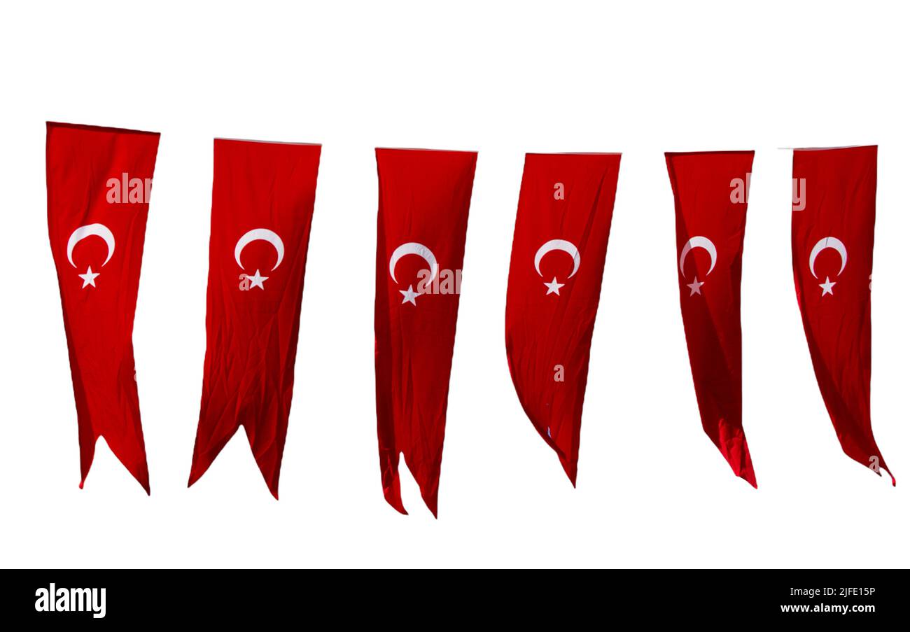 National Flag Republic of Turkey. White crescent moon and star on red ...