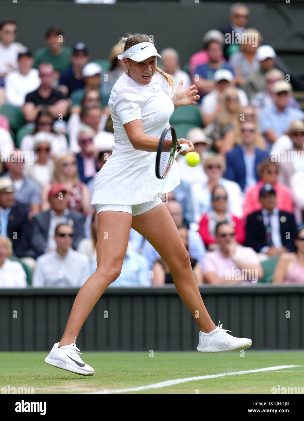 Amanda Anisimova in action against Coco Gauff during day six of the ...