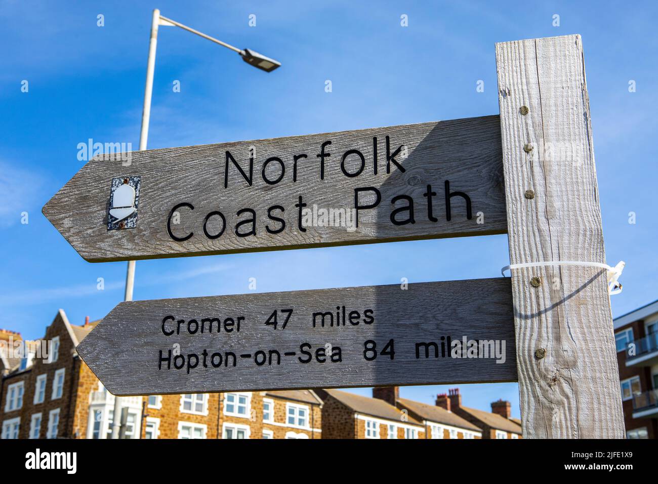 Signs in the beautiful seaside town of Hunstanton in Norfolk, UK ...