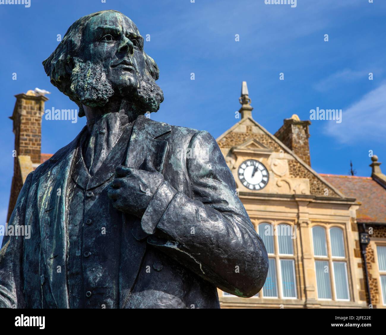 Statue of Henry Styleman le Strange in the seaside town of Hunstanton ...