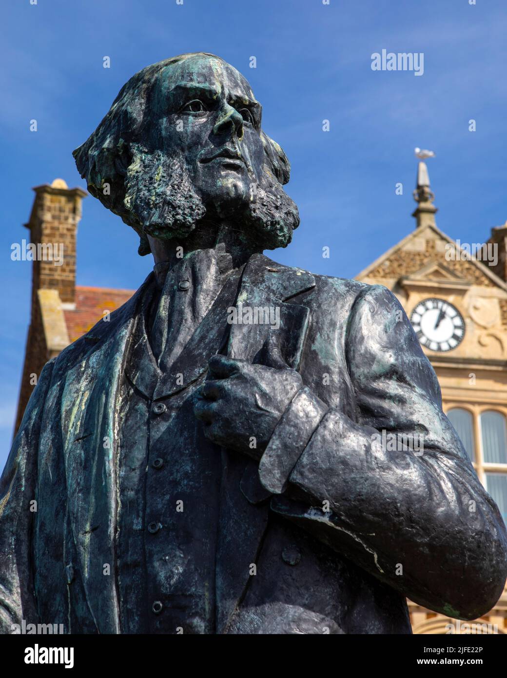 Statue of Henry Styleman le Strange in the seaside town of Hunstanton ...