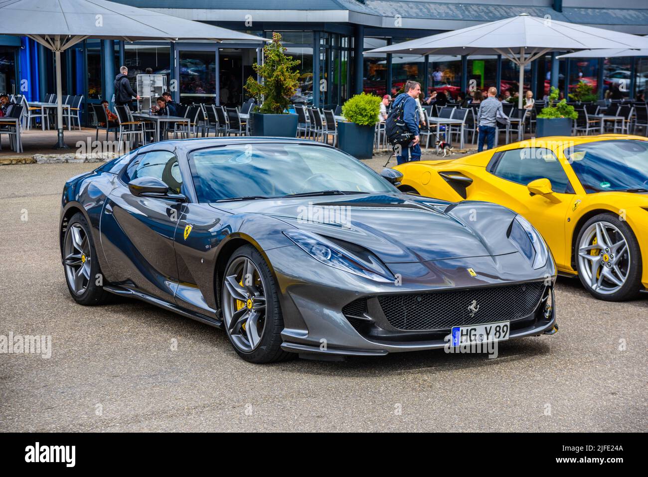 SINSHEIM, GERMANY - MAI 2022: dark gray Ferrari 812 Superfast Type ...