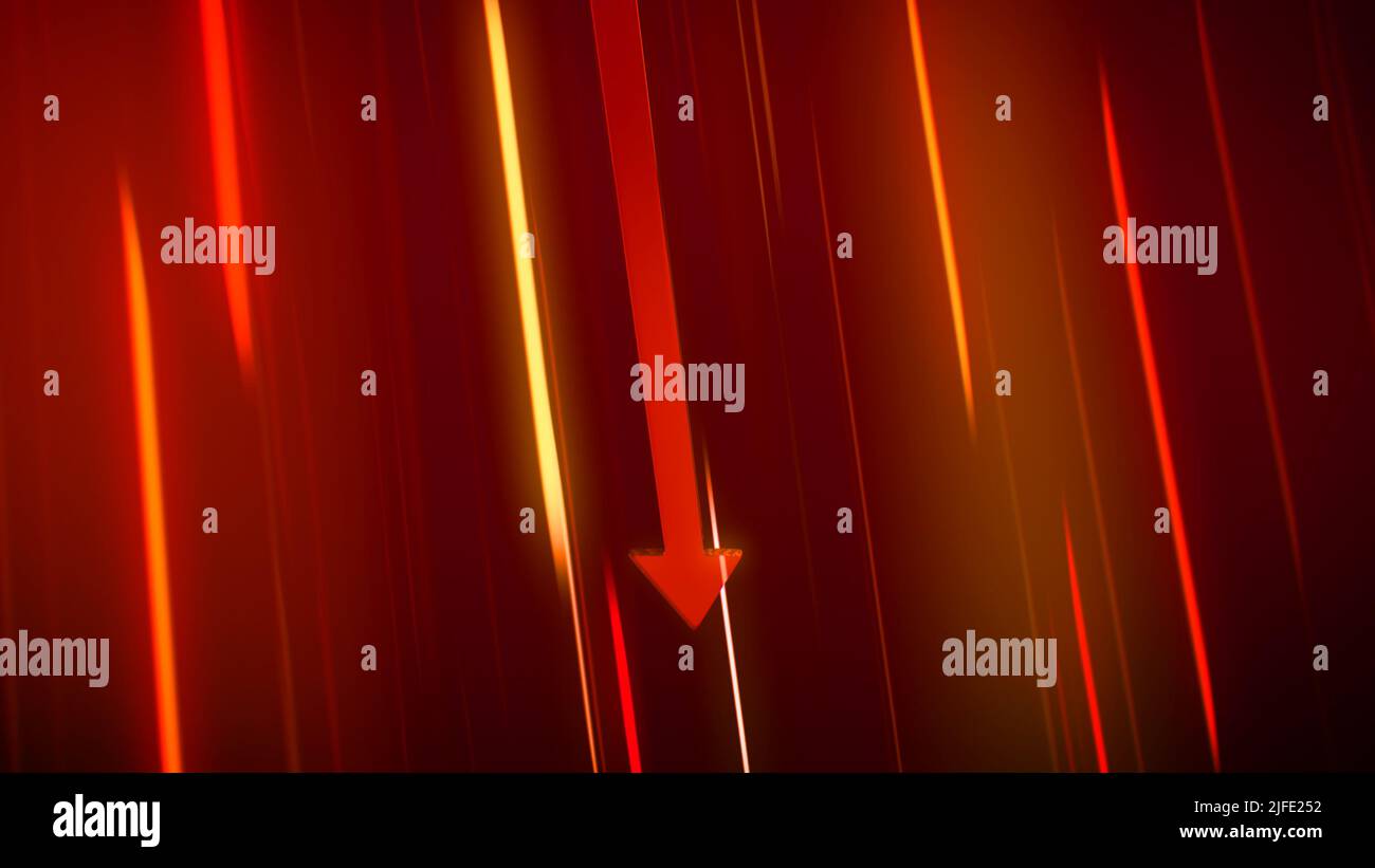 Red arrow going down for business unsuccessful or investment economic ...