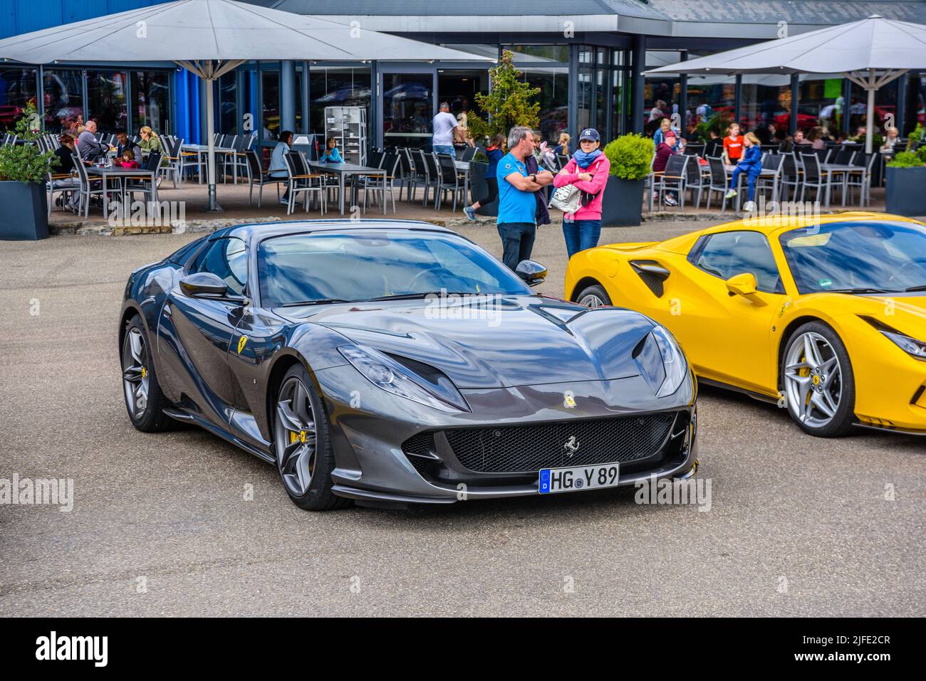 SINSHEIM, GERMANY - MAI 2022: dark gray Ferrari 812 Superfast Type ...