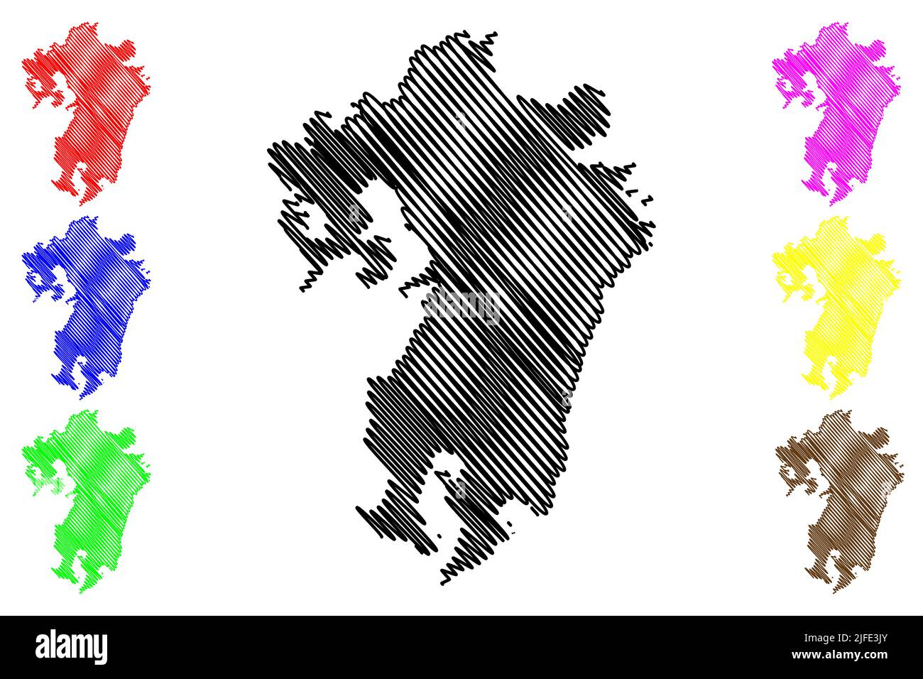 Kyushu island (Japan, East Asia, Japanese archipelago) map vector ...