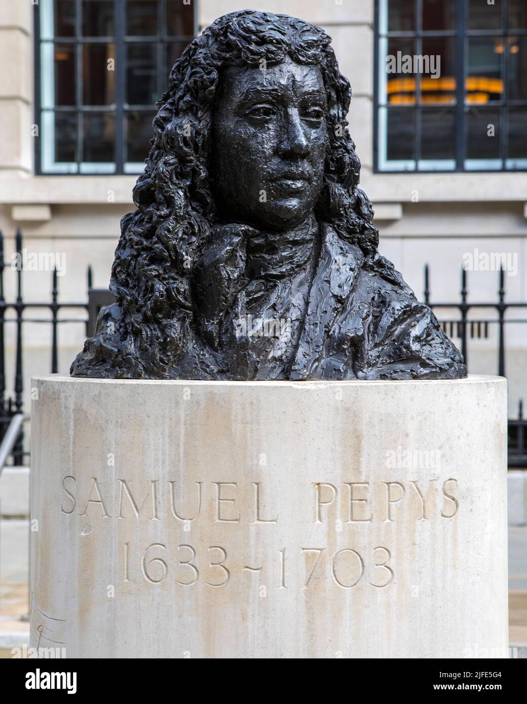 A bust sculpture of historic English diarist and naval administrator ...