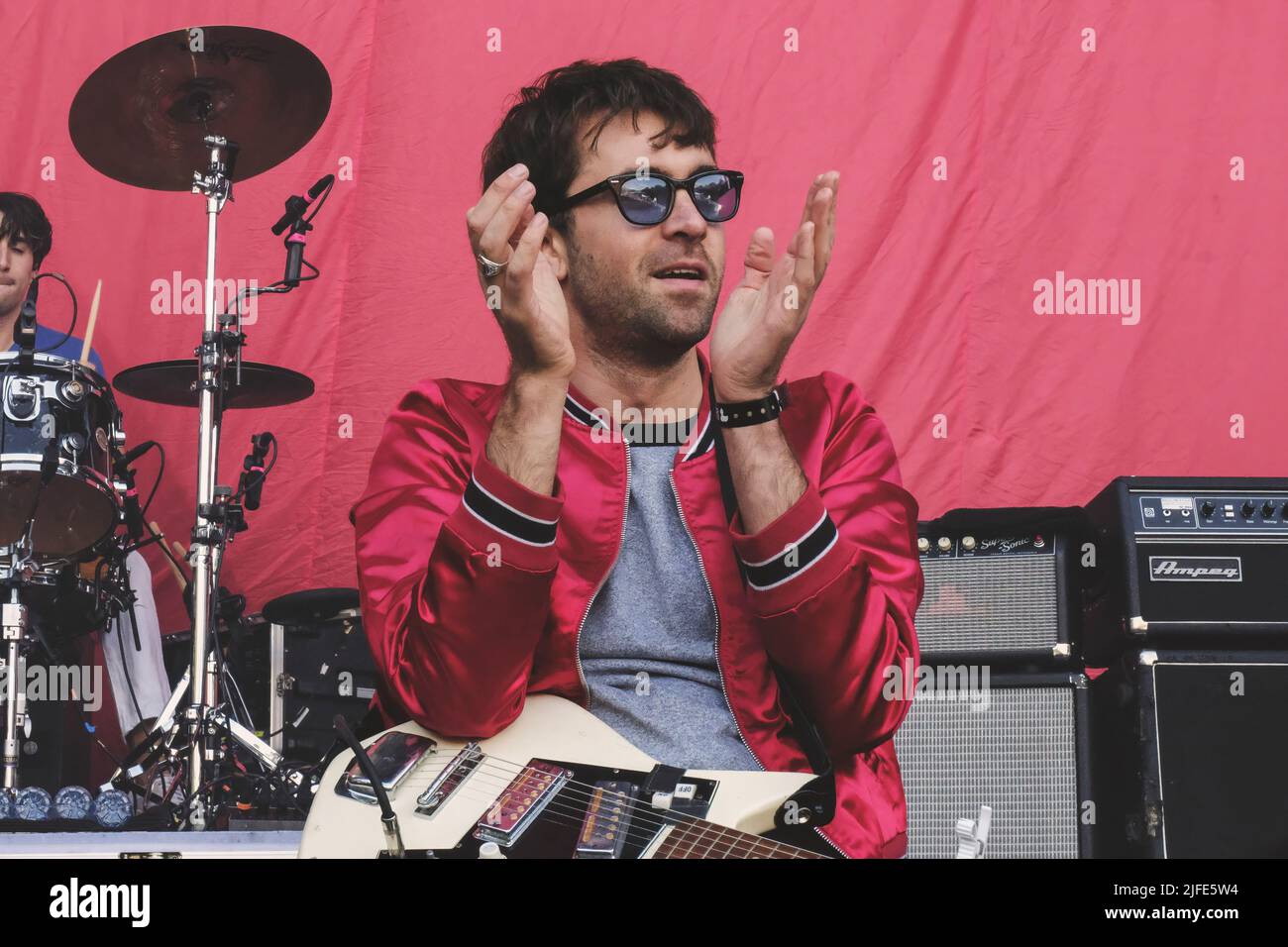 Justin James Hayward Young of the band The Vaccines performs on stage ...