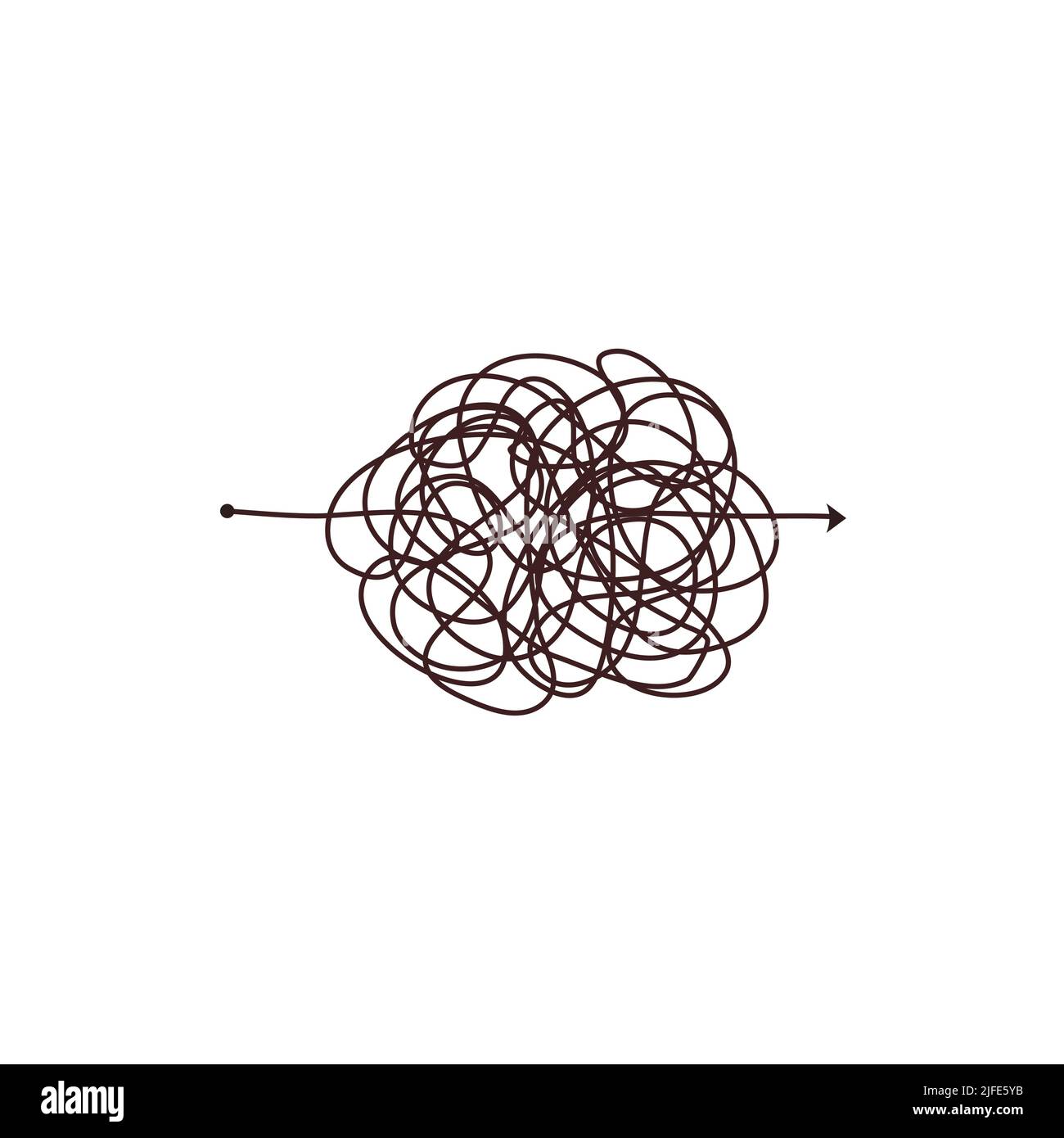 Simple line and complex easy way. Scribble doodle chaos mindset. Problem solving, difficult line ...