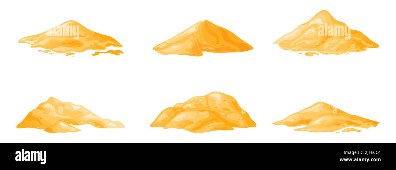 Pile of sand in cartoon, sandy dune in desert or at beach. Heap of ...