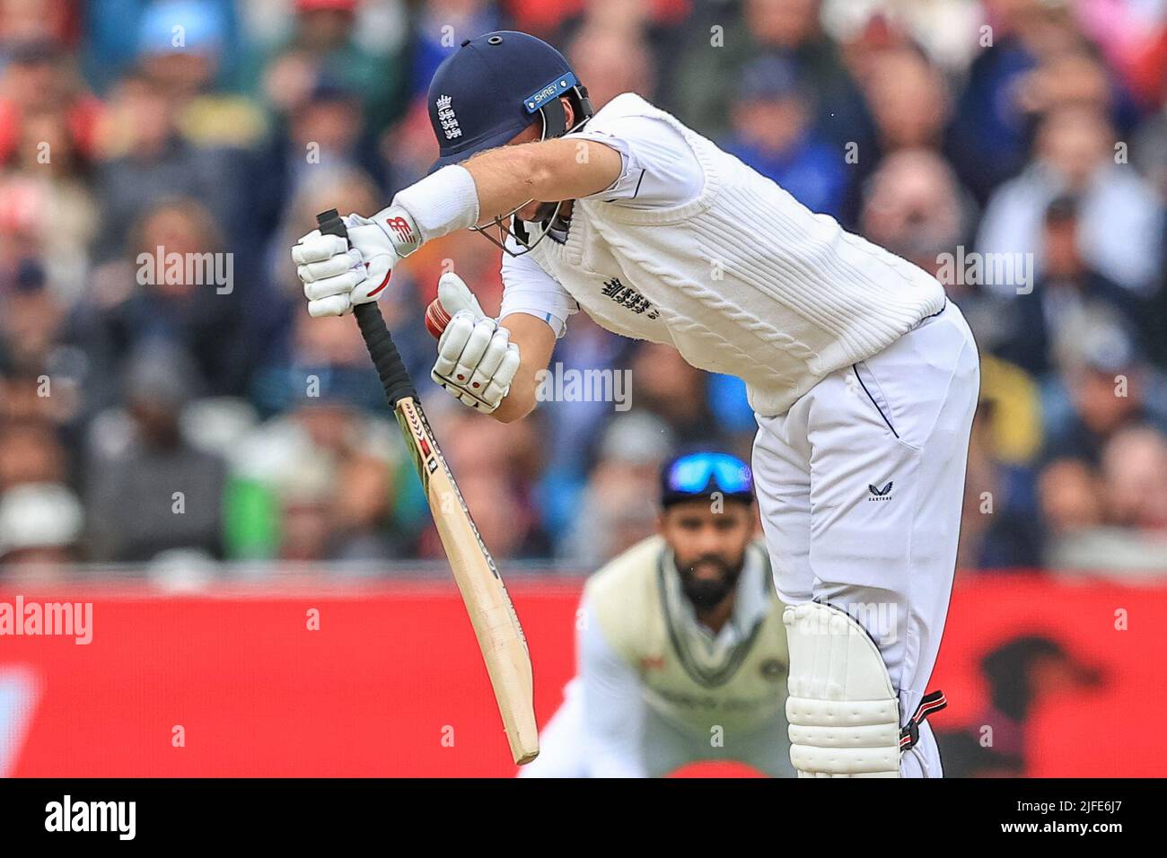 A ball off Mohammad Shami of India strikes Joe Root of England on the ...