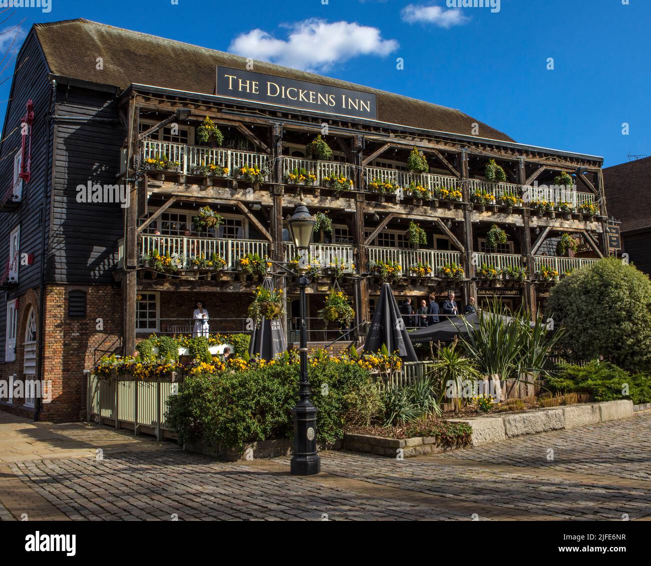 London, UK - March 17th 2022: The beautiful exterior of The Dickens Inn ...