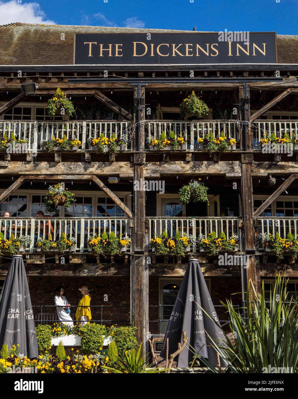 London, UK - March 17th 2022: The beautiful exterior of The Dickens Inn ...
