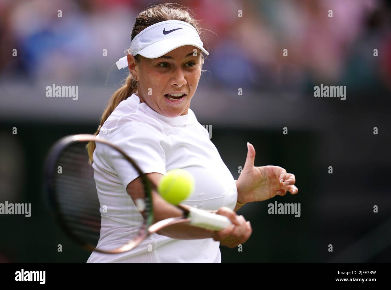 Amanda Anisimova in action against Coco Gauff during day six of the ...
