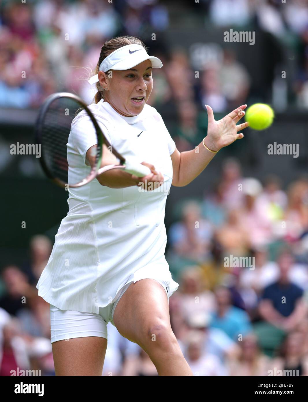 Amanda Anisimova in action against Coco Gauff during day six of the ...