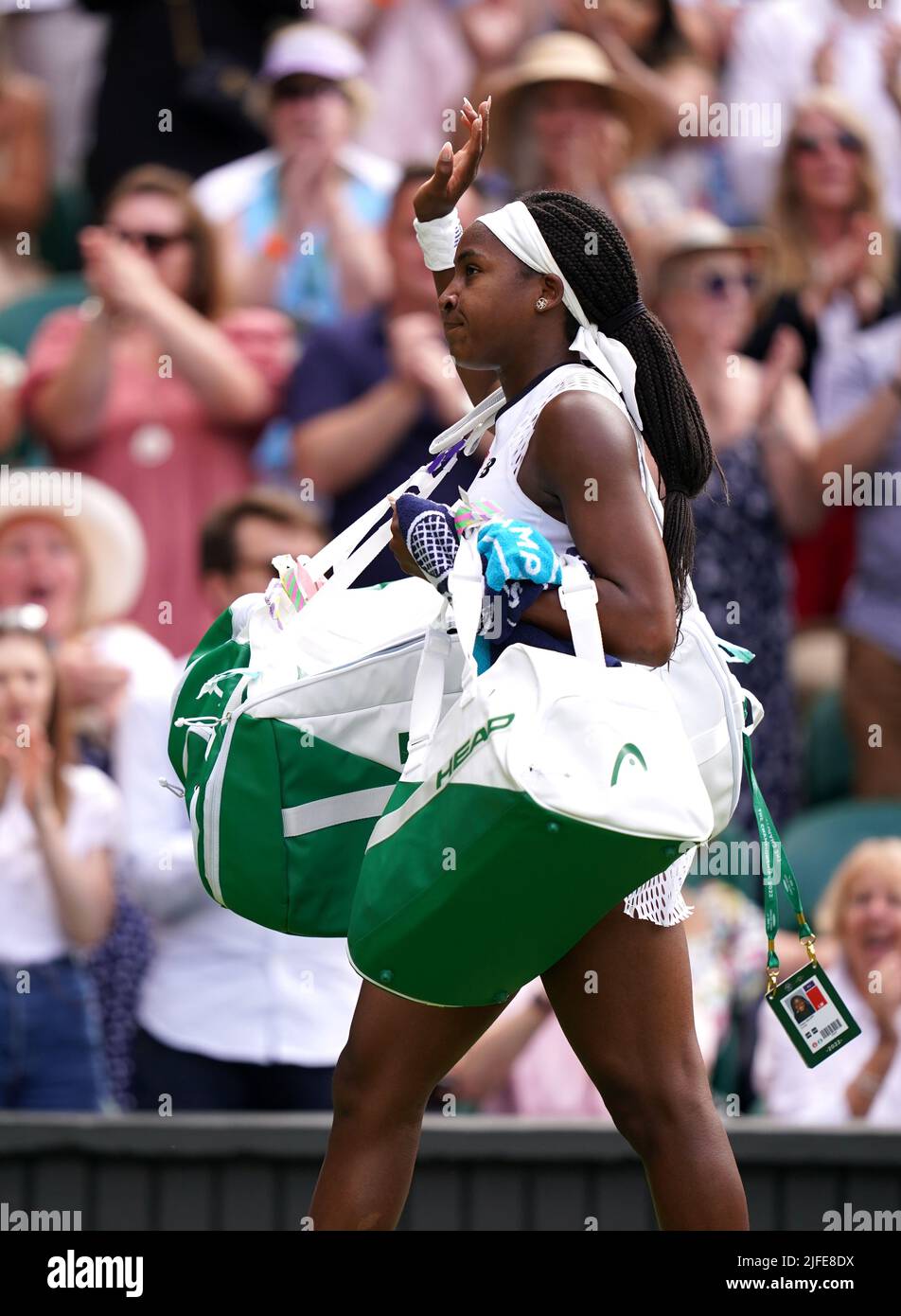 Coco Gauff walks off the court following her defeat to Amanda Anisimova ...