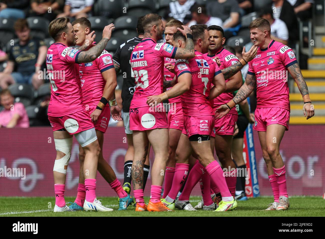 Ash Handley #5 of Leeds Rhinos celebrates his try Stock Photo - Alamy