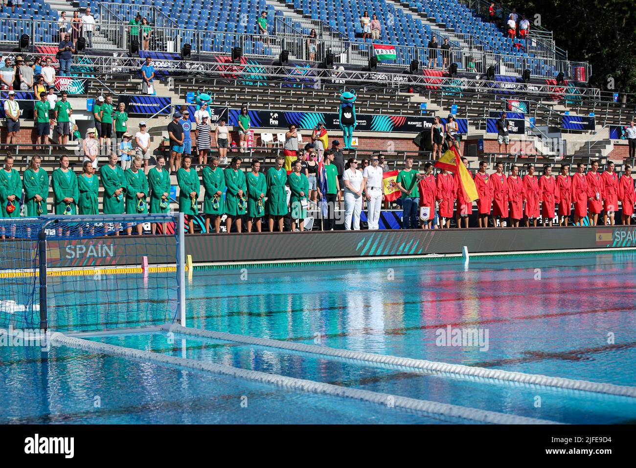 BUDAPEST, HUNGARY - JULY 2: players of Australia, players of Spain ...