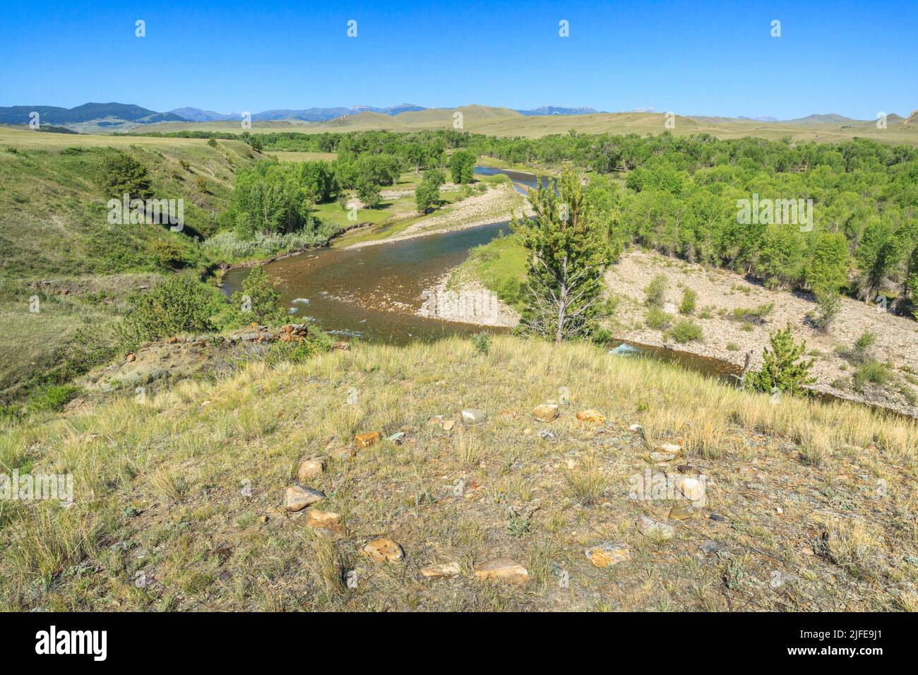 tipi ring above the dearborn river near craig, montana Stock Photo - Alamy