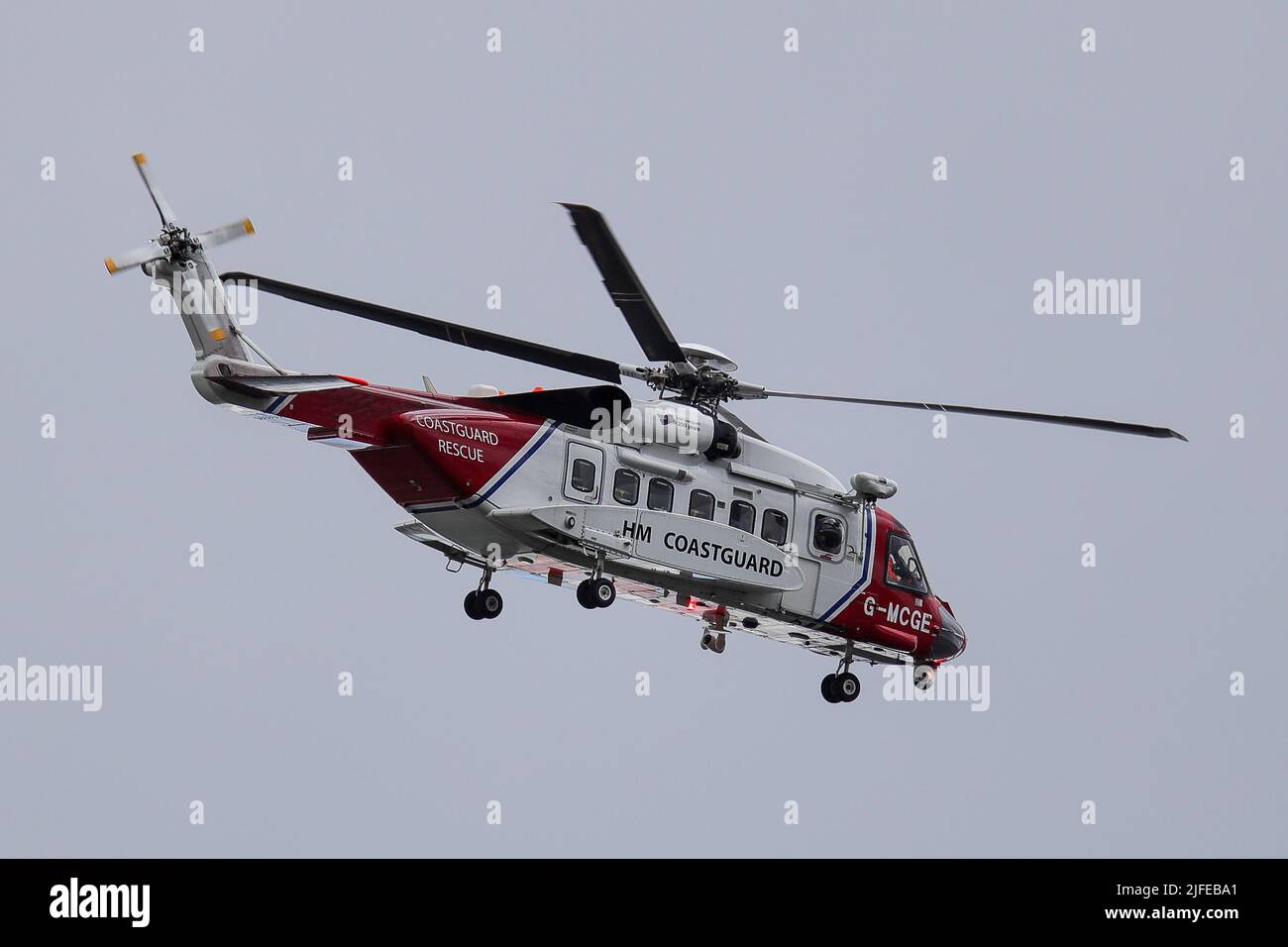 The Hull Coastguard Rescue Team Helicopter flies over The MKM Stadium ...