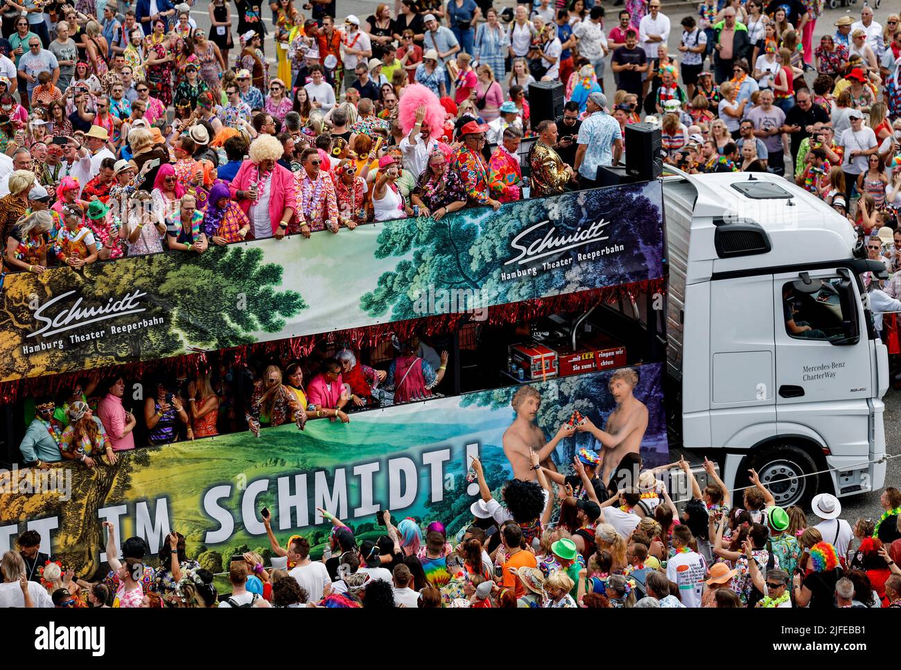 Hamburg, Germany. 02nd July, 2022. Participants of the Schlagermove ...