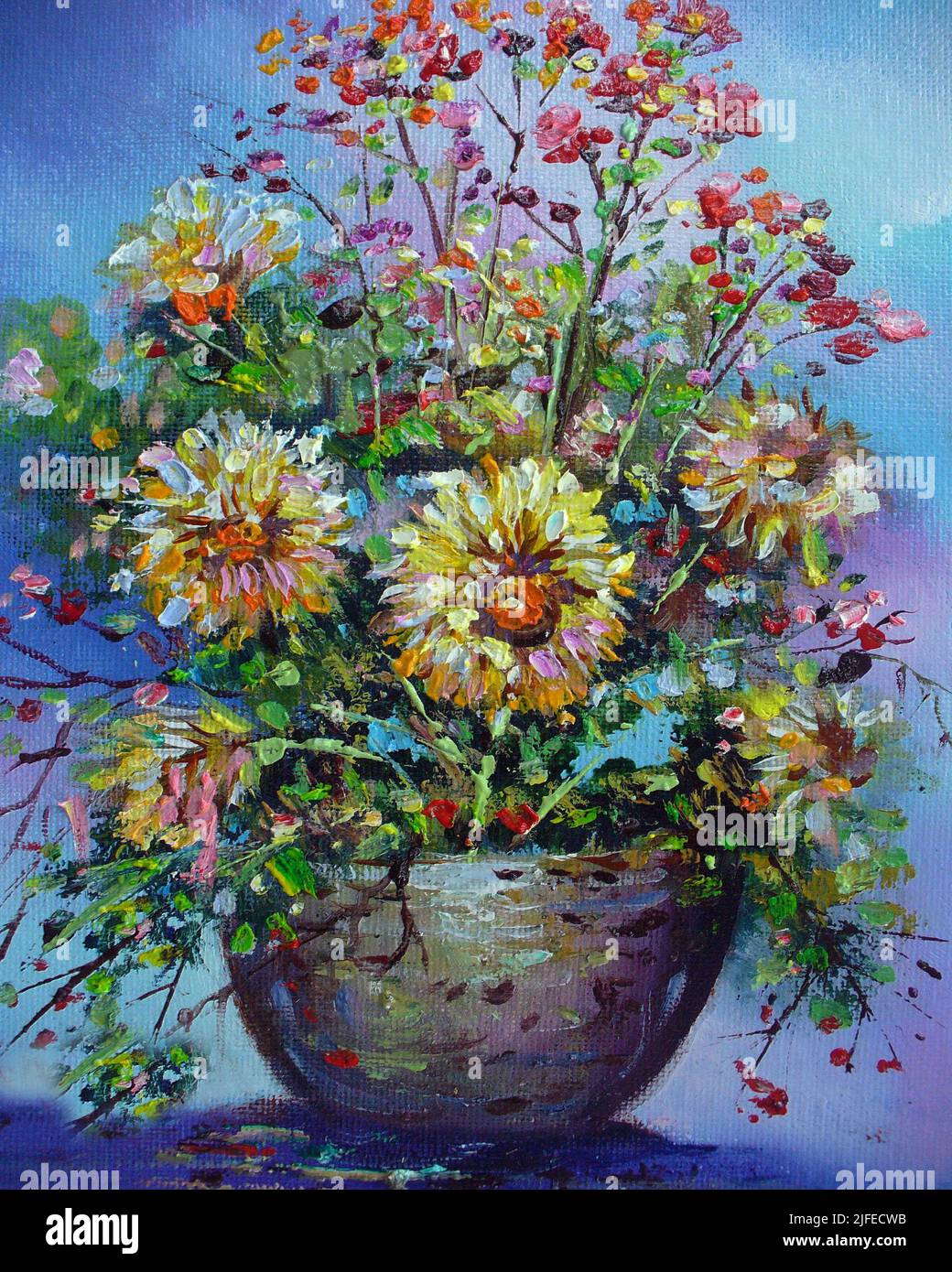 Art oil painting flowers , abstract , design , vegetation , natural ...