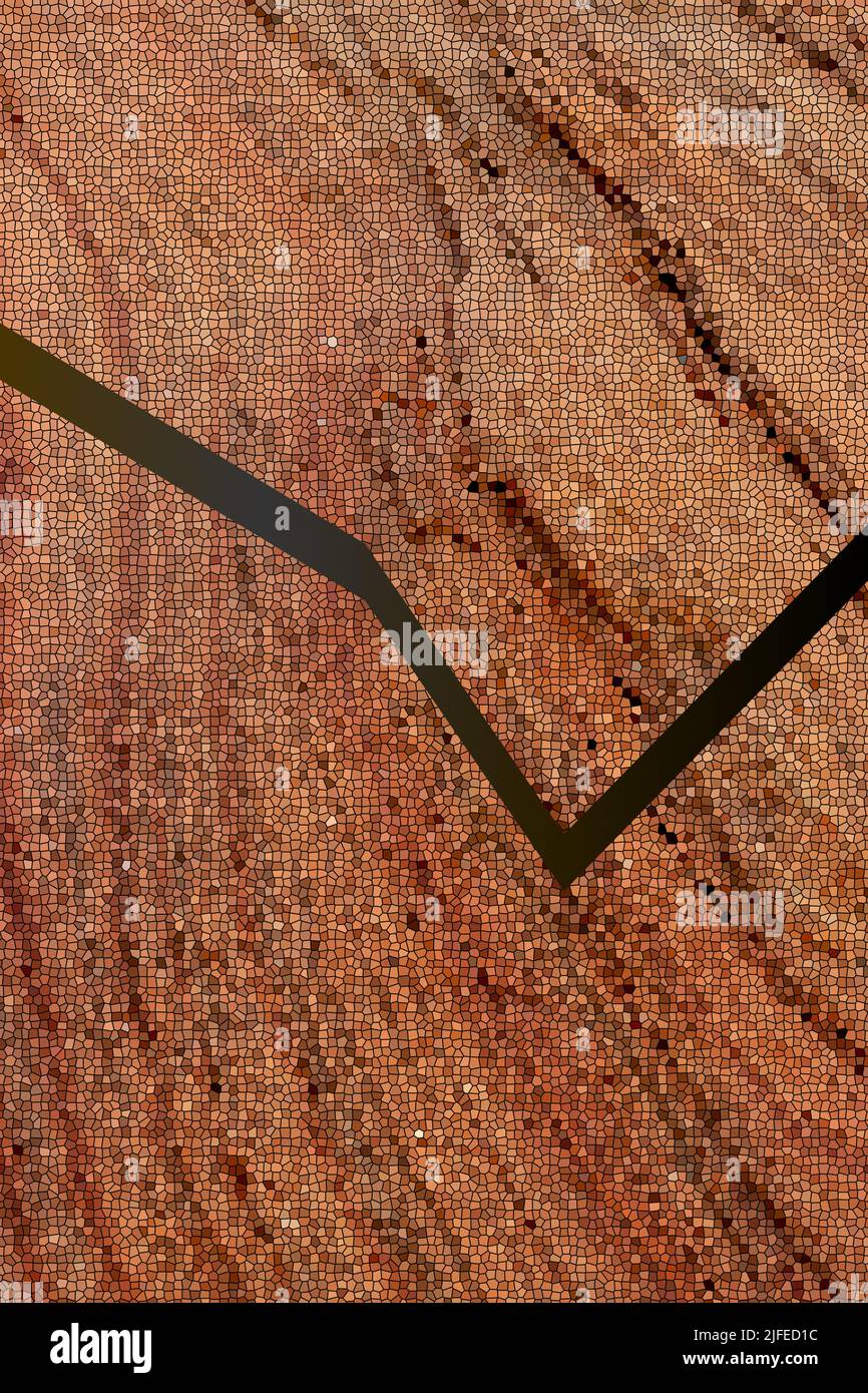 Artificial fissure on the rock face, AZ .Everything broken down! Stock ...