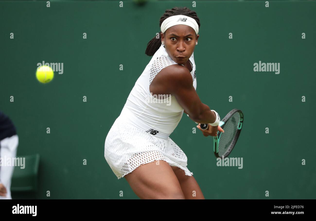 London, UK. 02nd July, 2022. American Coco Gauff in action in her third ...
