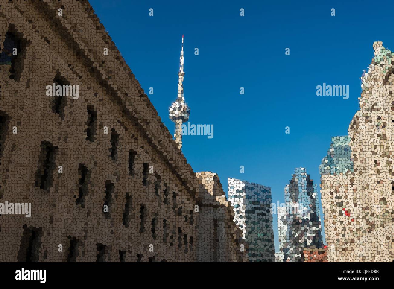 Downtown Toronto scene broken down brick by brick! Stock Photo - Alamy