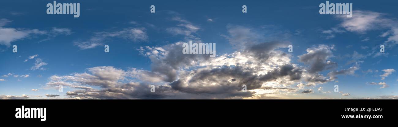 Seamless overcast blue sky hdri panorama 360 degrees angle view with ...
