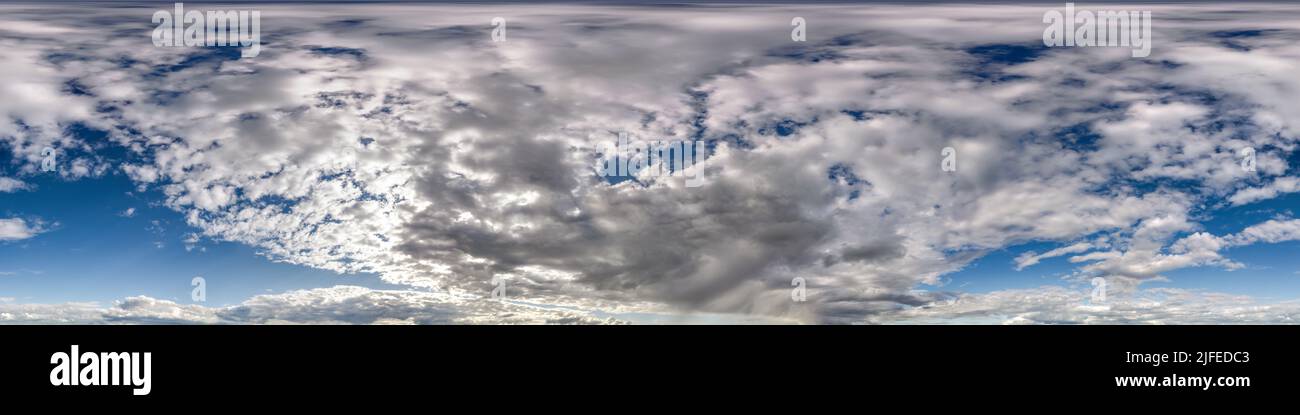 Seamless overcast blue sky hdri panorama 360 degrees angle view with ...