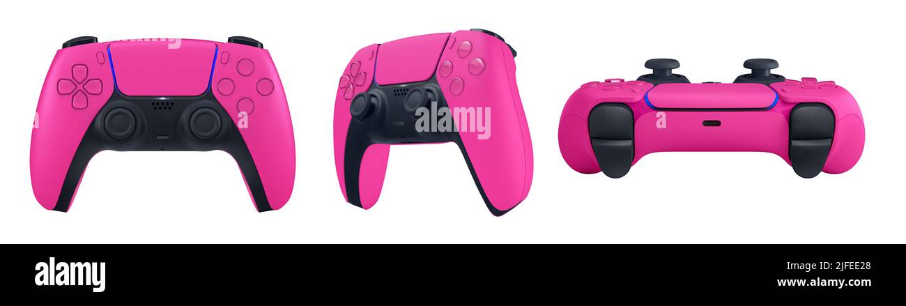 Pink unbranded game controller pack isolated on white background ...