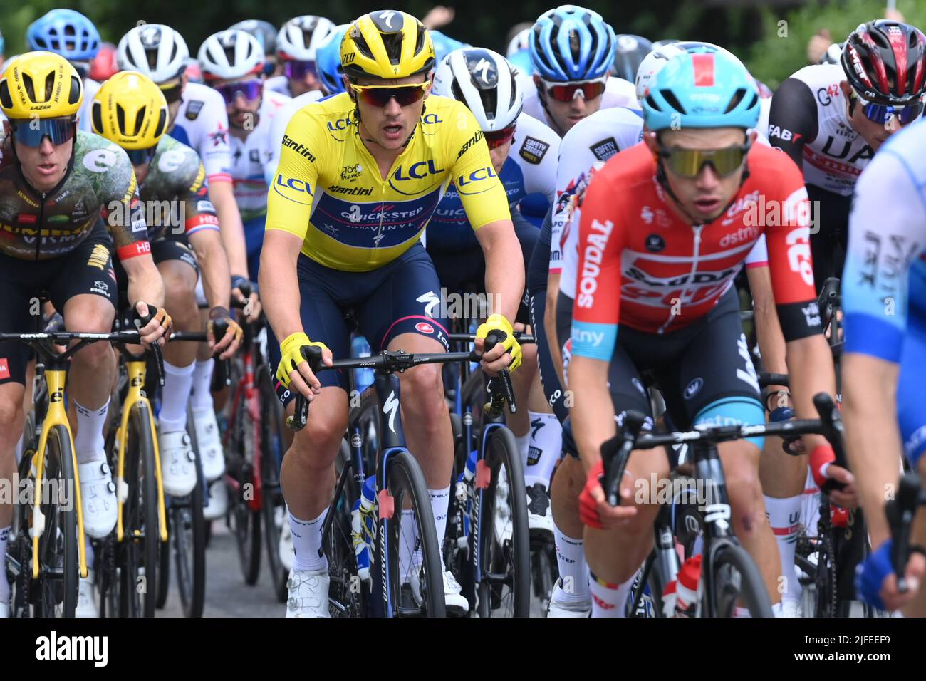 Yves LAMPAERT, Quick-Step Alpha Vinyl Team showing off the yellow ...