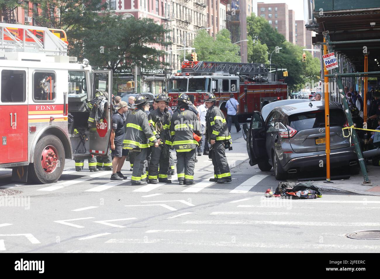 Aftermath of accident involving FDNY firetruck on the corner of 10th ...