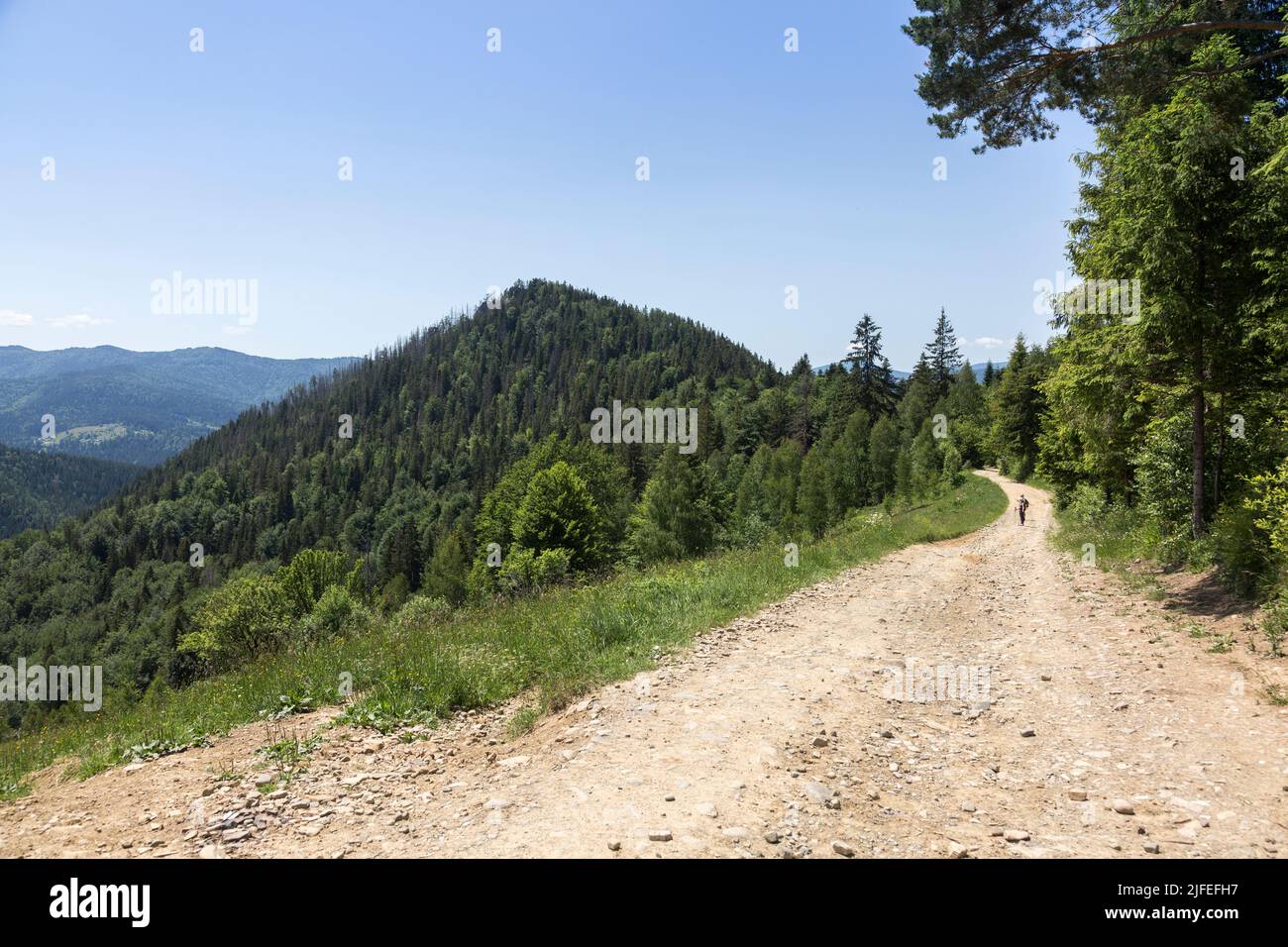 View of the triangular Kostel mountain in Ukrainian Gorgany ...