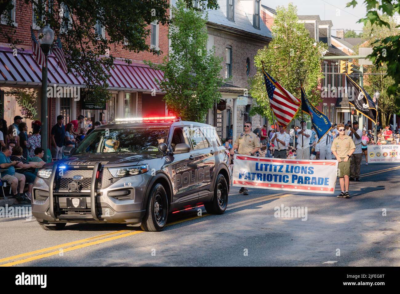 American police car parade hi-res stock photography and images - Alamy