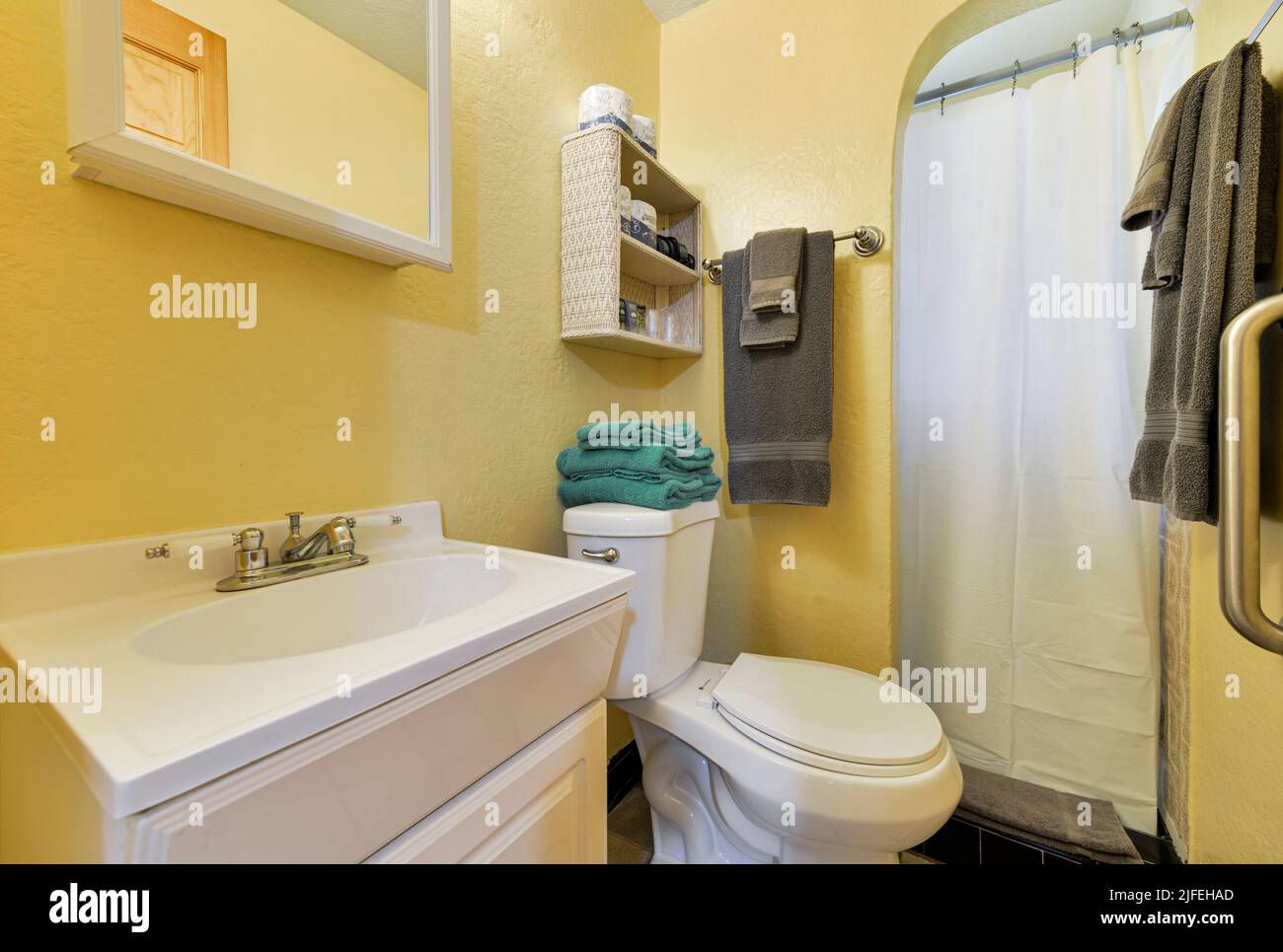 Bathroom motel interior Stock Photo - Alamy