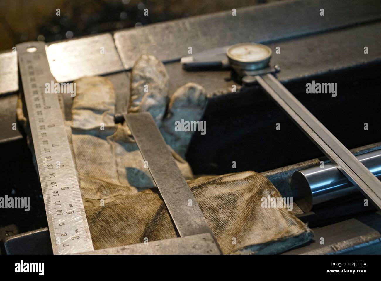 Closeup of a measuring equipment like vernier, measurement scale and ...