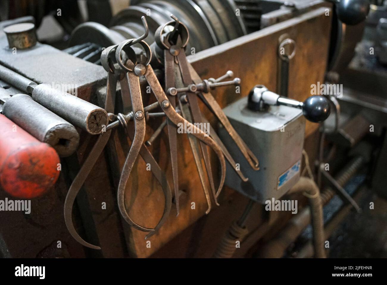 Closeup of a measuring special equipment like calipers, dividers ...