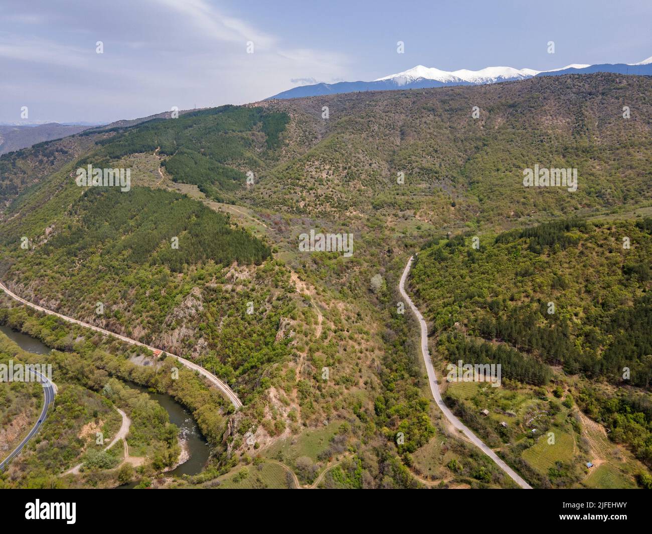 Amazing Aerial view of Struma River passing through the Kresna Gorge ...