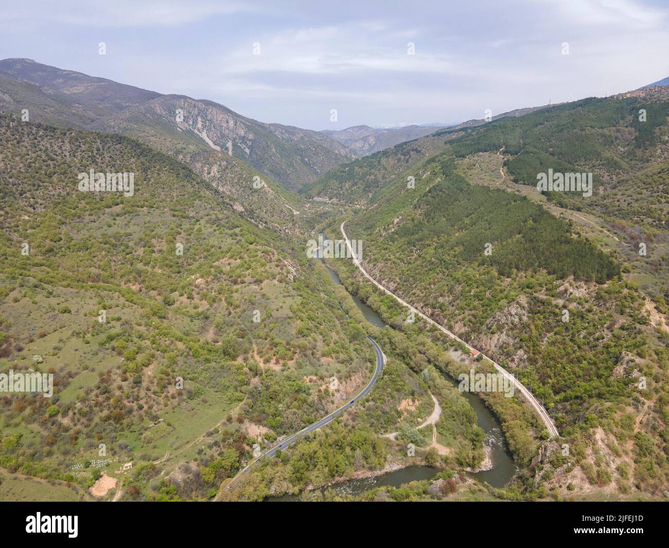 Amazing Aerial view of Struma River passing through the Kresna Gorge ...