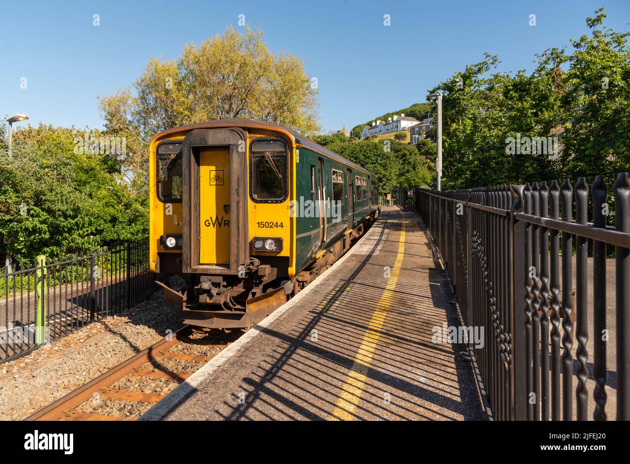 St. Ives, Cornwall, England, UK. 2022. Branch line passenger train ...