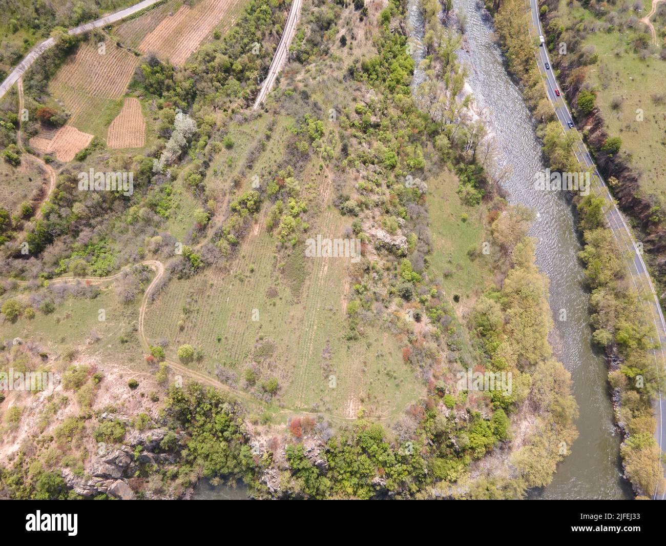 Amazing Aerial view of Struma River passing through the Kresna Gorge ...