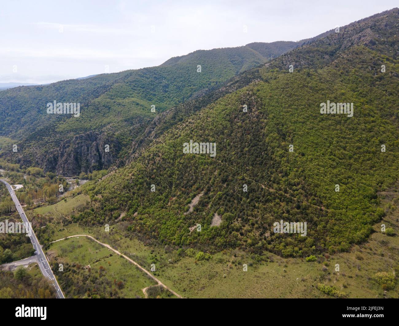 Amazing Aerial view of Struma River passing through the Kresna Gorge ...