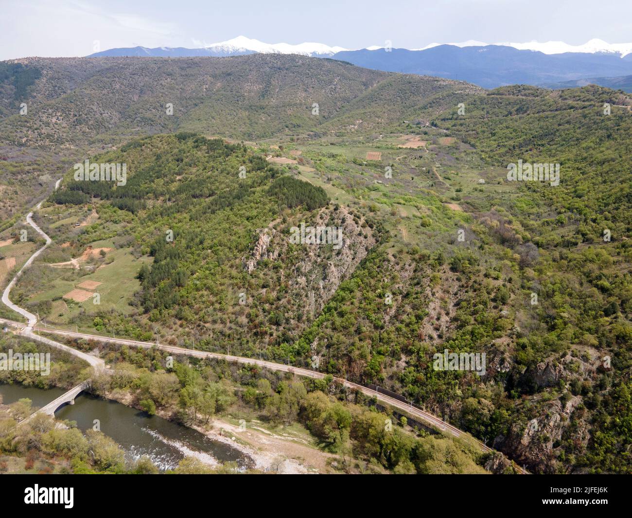Amazing Aerial view of Struma River passing through the Kresna Gorge ...