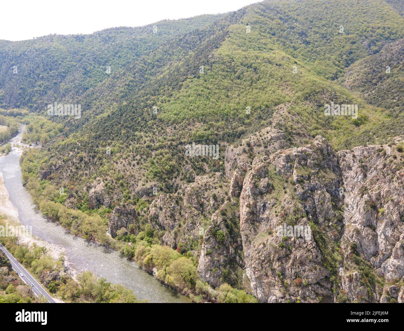 Amazing Aerial view of Struma River passing through the Kresna Gorge ...