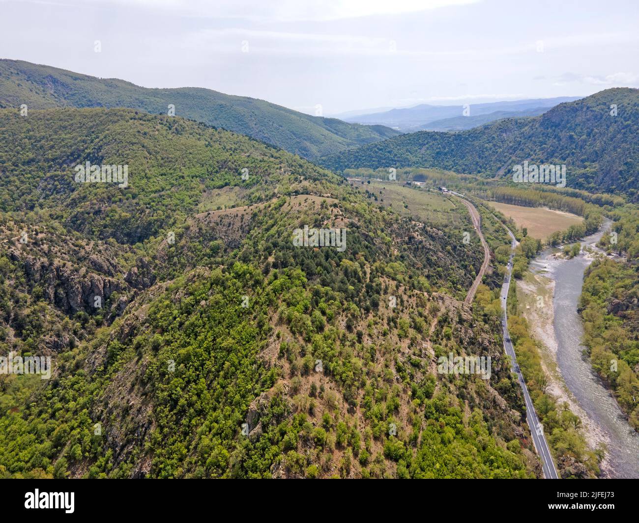 Amazing Aerial view of Struma River passing through the Kresna Gorge ...
