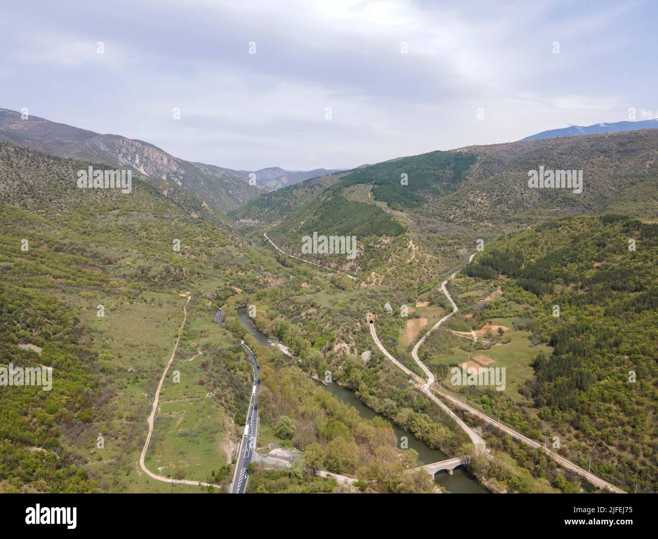 Amazing Aerial view of Struma River passing through the Kresna Gorge ...
