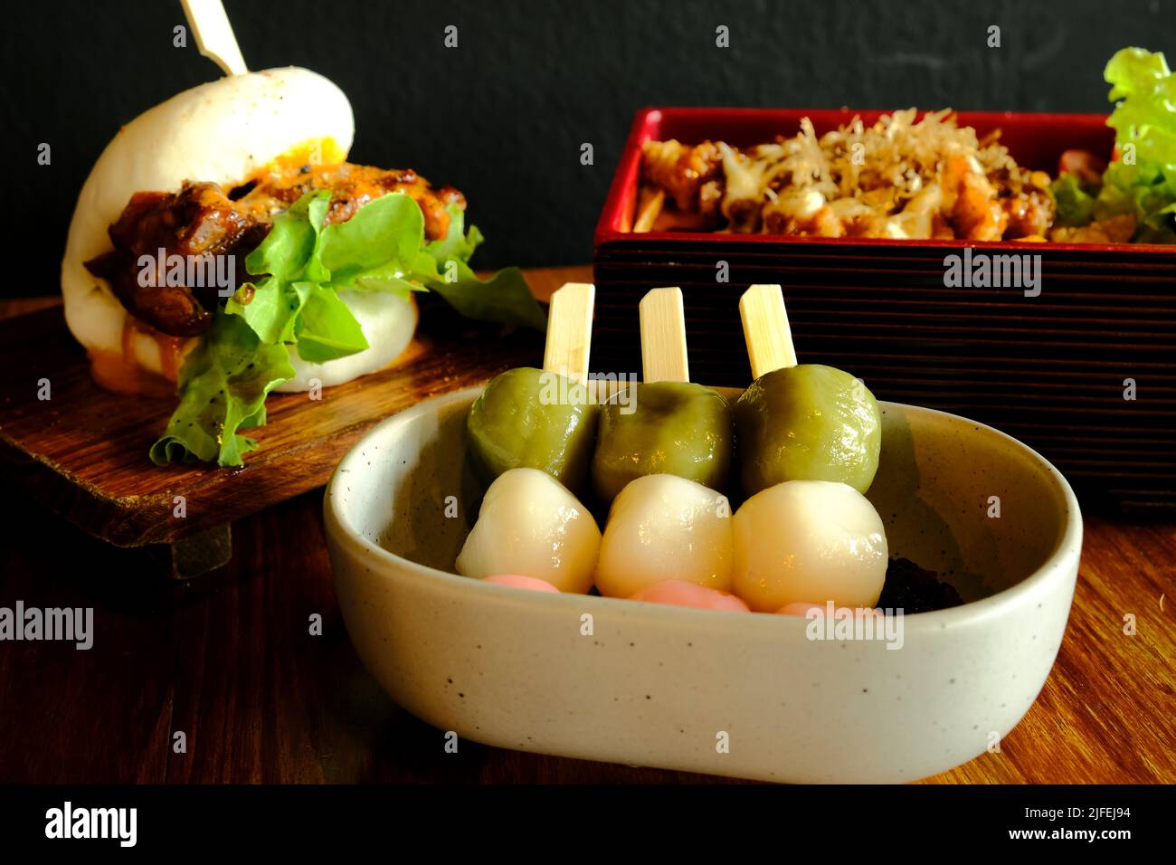 Color Dango in ceramic bowl Japanese dumping good tesr food travel ...