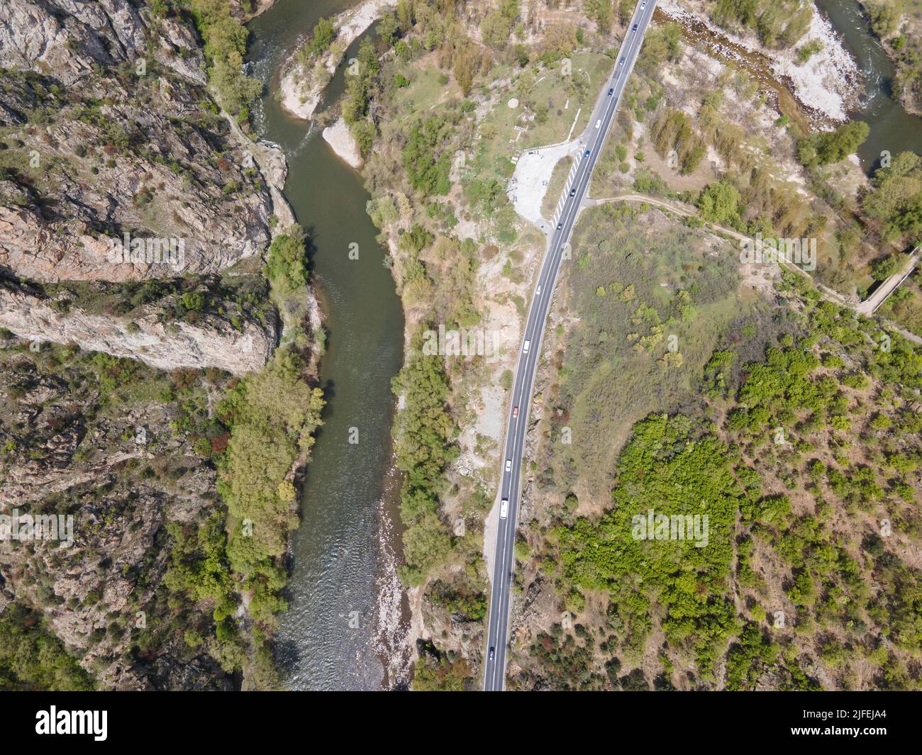 Amazing Aerial view of Struma River passing through the Kresna Gorge ...