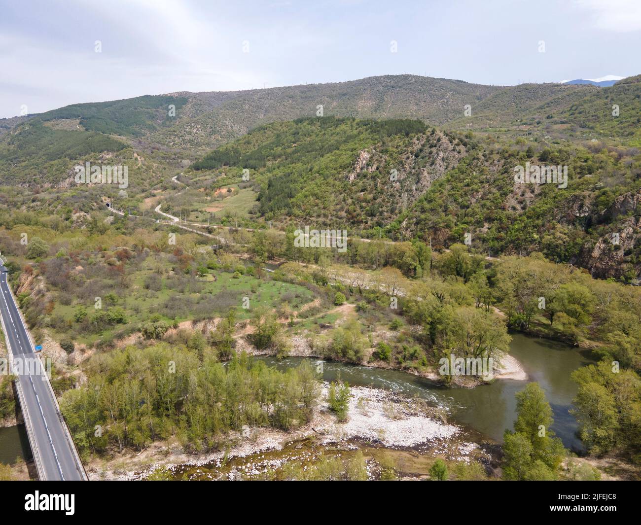 Amazing Aerial view of Struma River passing through the Kresna Gorge ...
